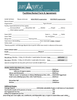 Fillable Online Facilities Rental Form & Agreement Fax Email Print ...