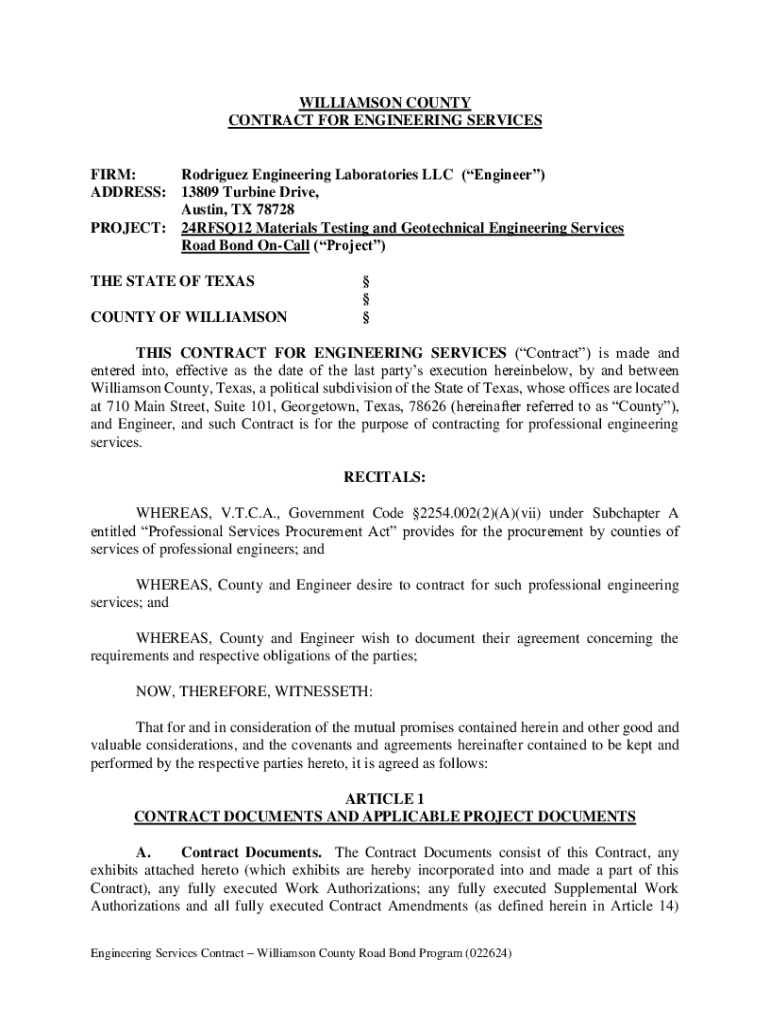 Fillable Online Contract for Engineering Services Fax Email Print ...