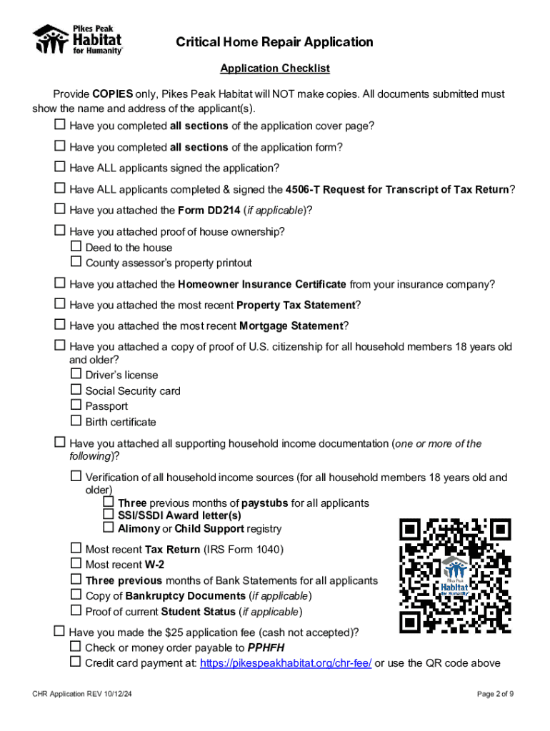 Fillable Online Critical Home Repair Application Fax Email Print ...