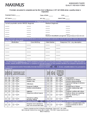 Fillable Online Mississippi Pasrr Quality Review Fax Email Print ...