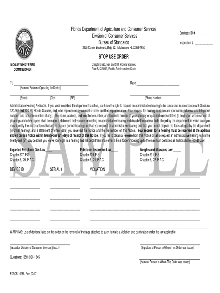 Fillable Online Stop Sale Order - SAMPLE Fax Email Print - pdfFiller