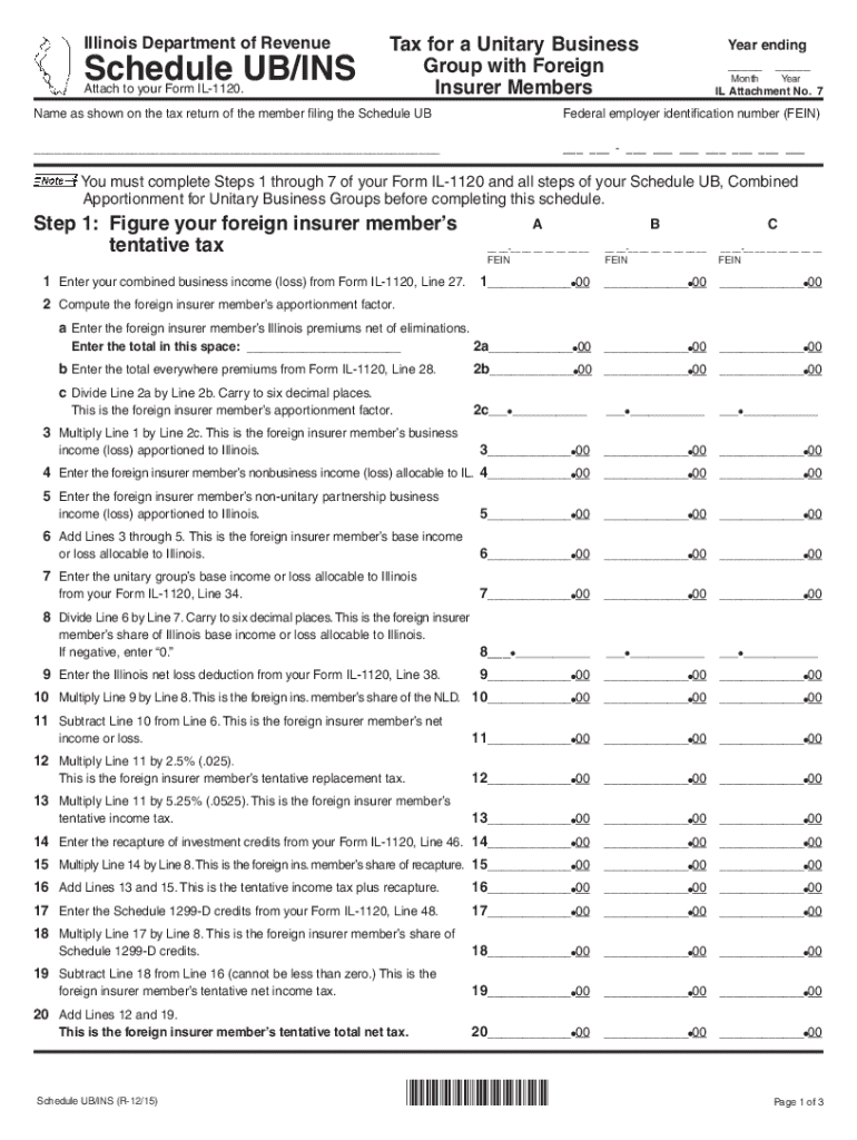 Fillable Online Tax for a Unitary Business Group With Foreign Insurer ...