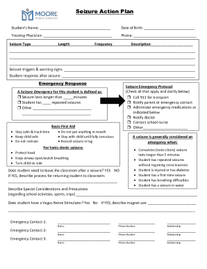 Fillable Online Seizure Action Plan for Students Fax Email Print ...