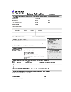 Fillable Online Seizure Action Plan for Students Fax Email Print ...