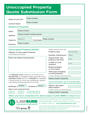 Fillable Online Unoccupied Property Insurance Quote Submission Fax ...