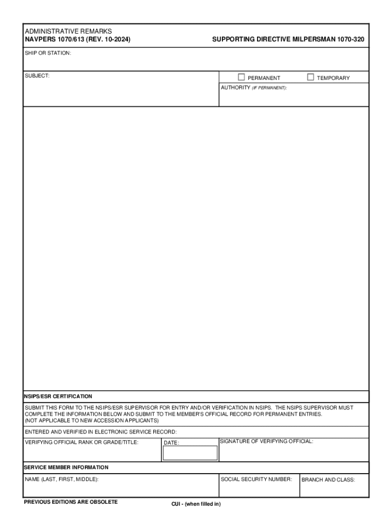 2024 Form NAVPERS 1070/613 Fill Online, Printable, Fillable, Blank ...