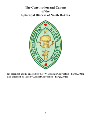 Fillable Online the Constitution and Canons of the Episcopal Diocese of ...
