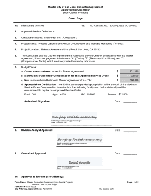 Fillable Online Master City of San José Consultant Agreement - Approved ...