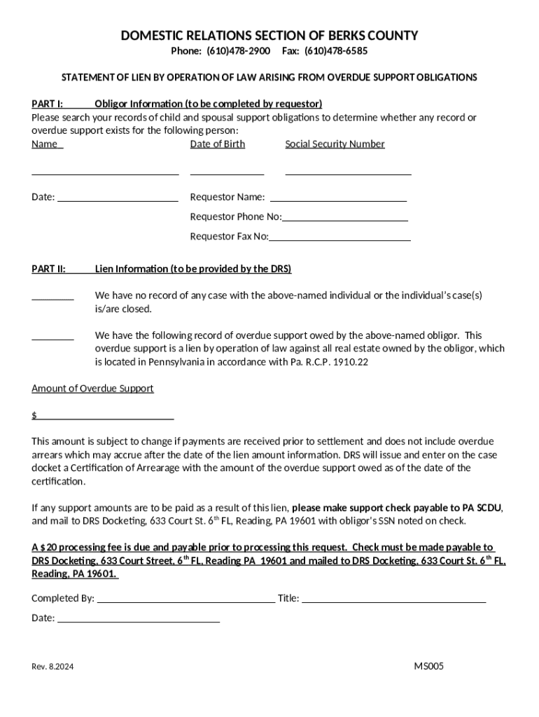 Statement of Lien by Operation of Law Doc Template | pdfFiller