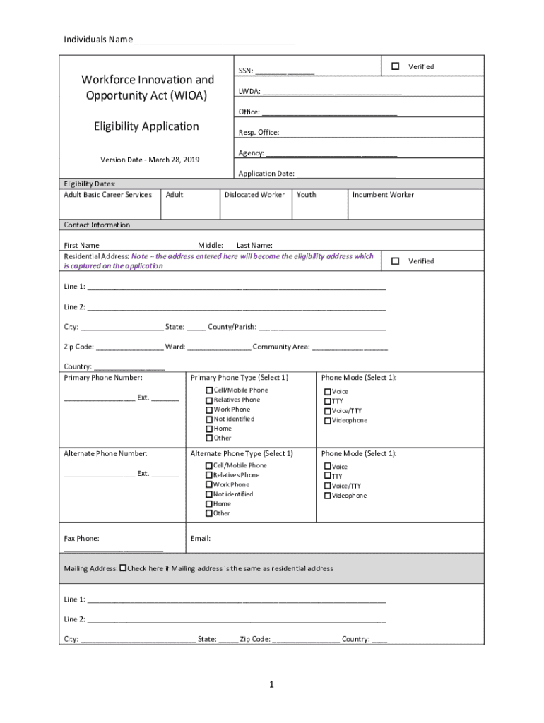 Fillable Online Workforce Innovation and Opportunity Act (wioa ...
