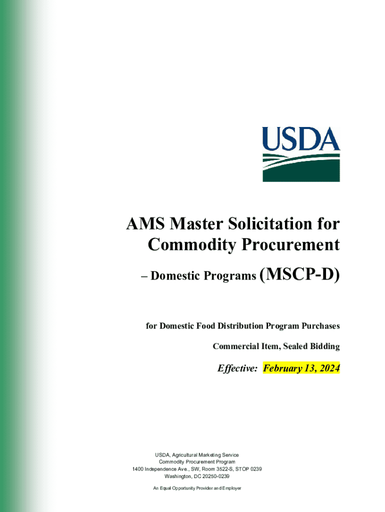 Fillable Online Ams Master Solicitation for Domestic Food Distribution ...