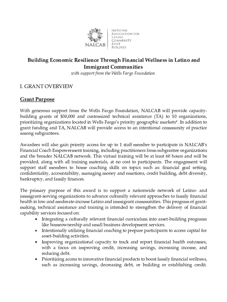 Fillable Online Economic Resilience Grant Overview Fax Email Print - pdfFiller