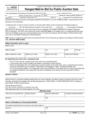 Fillable Online Ranged Mail-in Bid for Public Auction Sale Fax Email ...