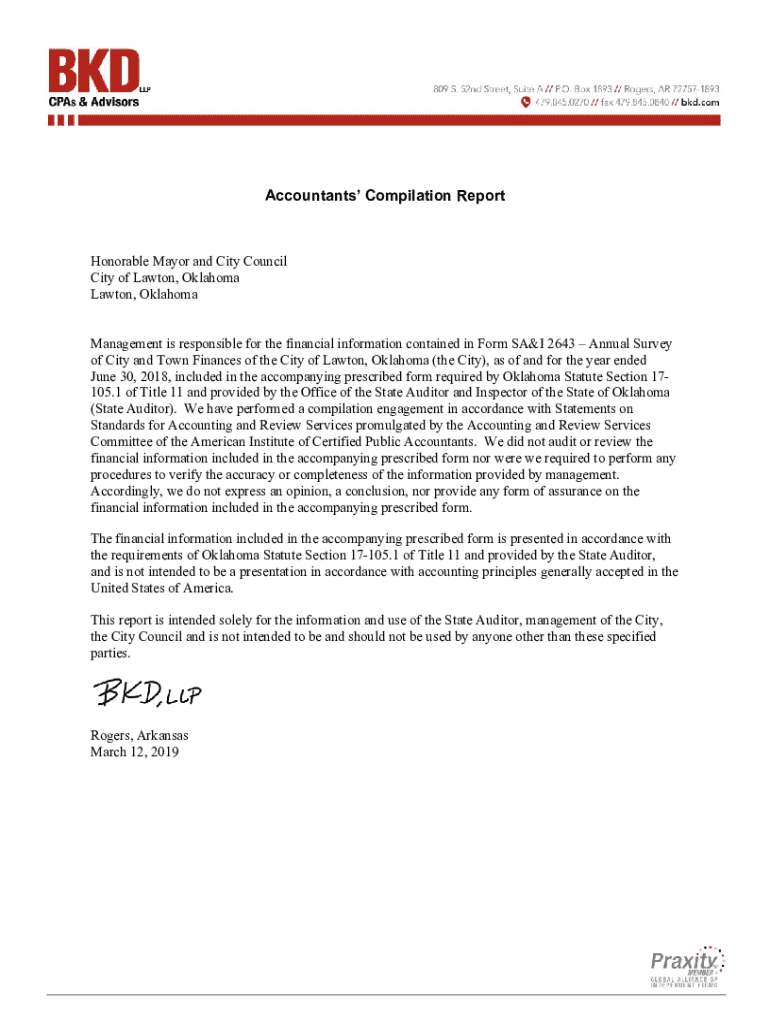Fillable Online Accountants' Compilation Report for the City of Lawton ...