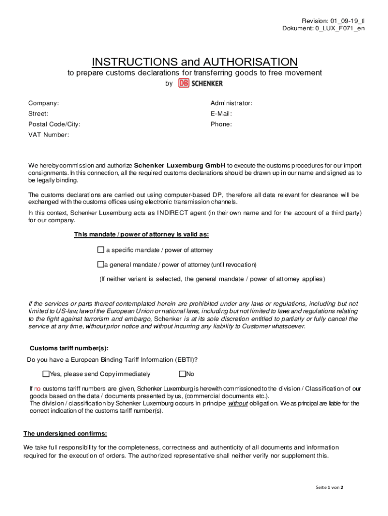 Fillable Online Power of Attorney for Customs Procedures Fax Email ...
