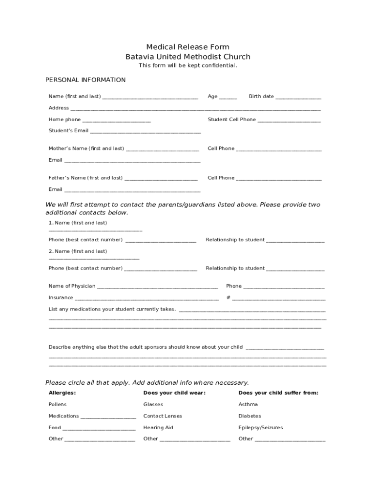 Medical Release Doc Template | pdfFiller