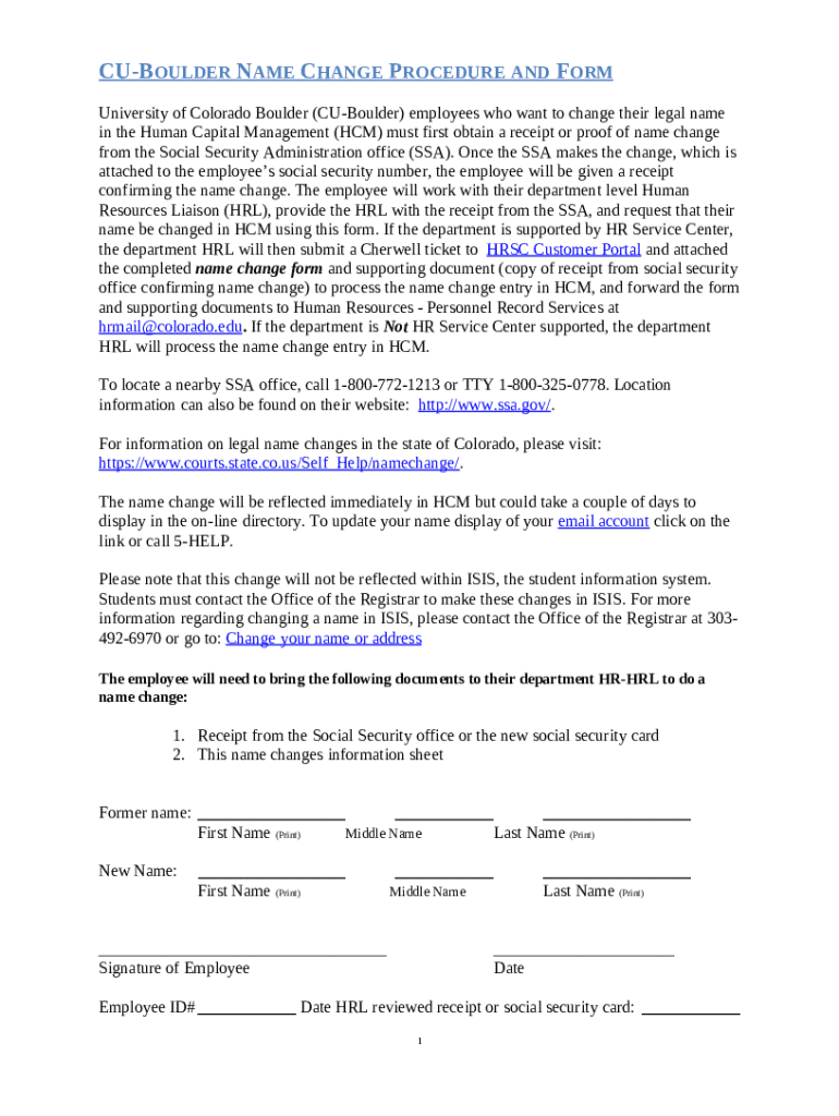 Cu-boulder Name Change Procedure and Doc Template | pdfFiller
