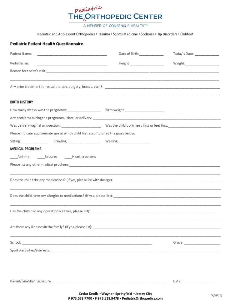 Fillable Online Montefiore Pediatric Orthopedic and Scoliosis Center ... Fax Email Print - pdfFiller