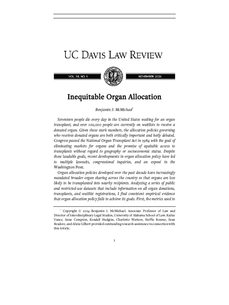 Fillable Online Inequitable Organ Allocation Fax Email Print - pdfFiller