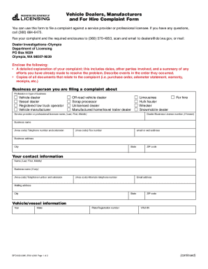 Fillable Online Complaint Form for Vehicle and Service Providers Fax ...