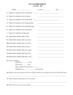 Evs Worksheet Doc Template | pdfFiller