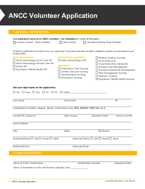 Fillable Online Ancc Volunteer Application Fax Email Print - pdfFiller