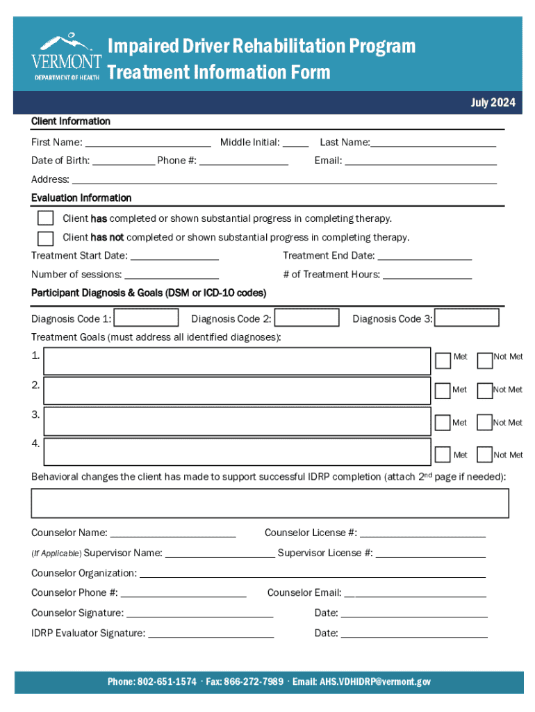 Fillable Online Impaired Driver Rehabilitation Program Fax Email Print ...