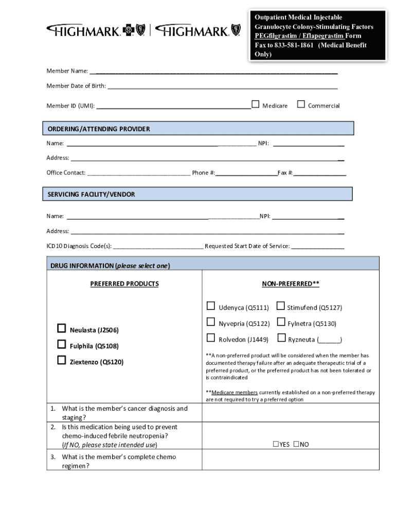 Fillable Online Granulocyte Colony-stimulating Factors Injectable Order Form Fax Email Print ...