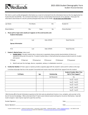 Fillable Online 2025-2026 Student Demographic Form Fax Email Print ...