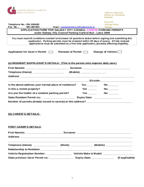 Resident's Parking Permit Doc Template | pdfFiller