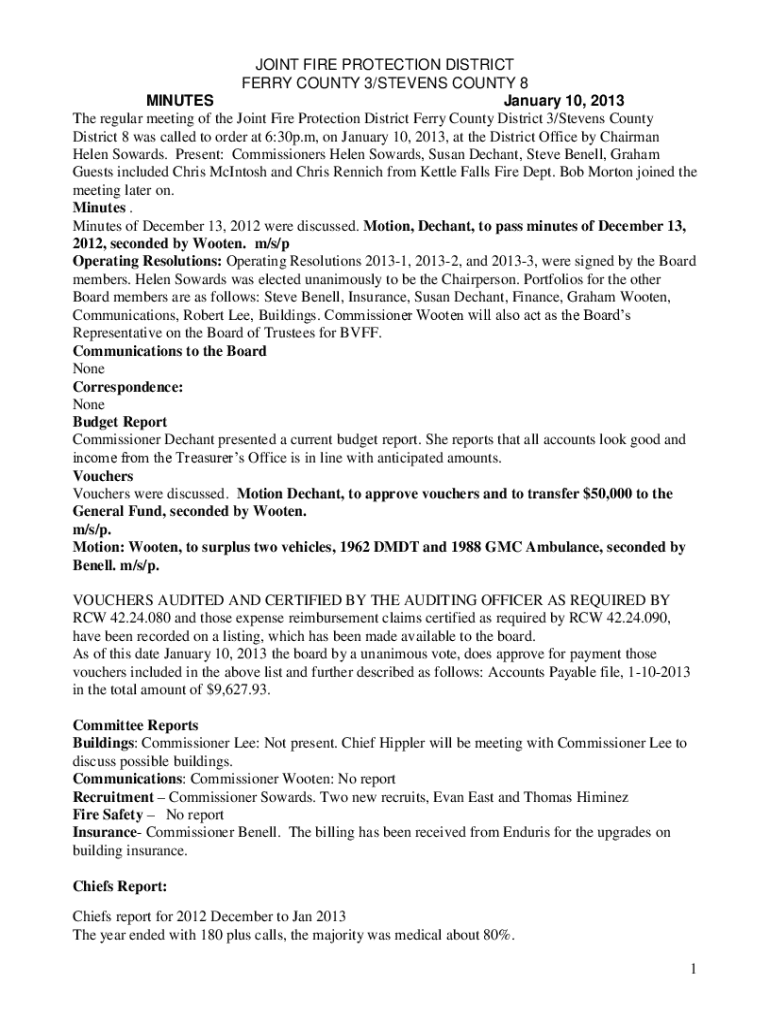 Fillable Online Ferry County Fire Protection District No. 3 - SAO ...