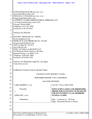 Fillable Online Joint Stipulation and Proposed Order for Extension of Deadline Fax Email Print ...