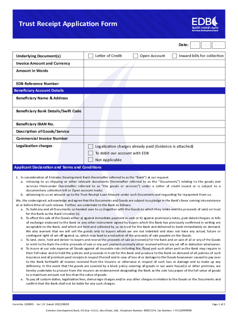 Fillable Online Trust Receipt Application Fax Email Print - pdfFiller