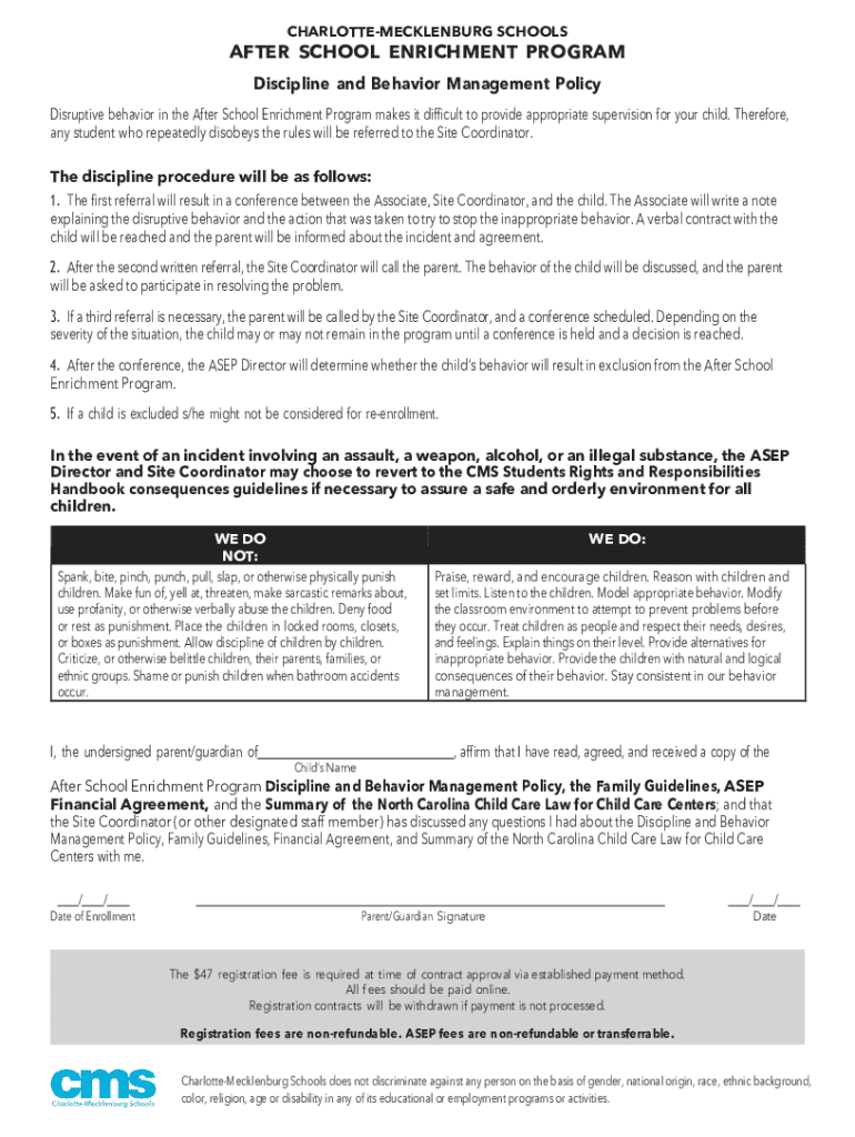 Fillable Online ASEP Discipline Behavior Policy Form Fax Email Print - pdfFiller