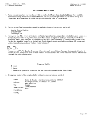 Fillable Online Application for Import of Biological Specimens (cites ...