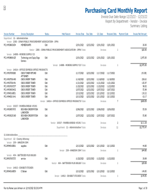 Fillable Online Purchasing Card Monthly Report - Invoice Due Date Range ...