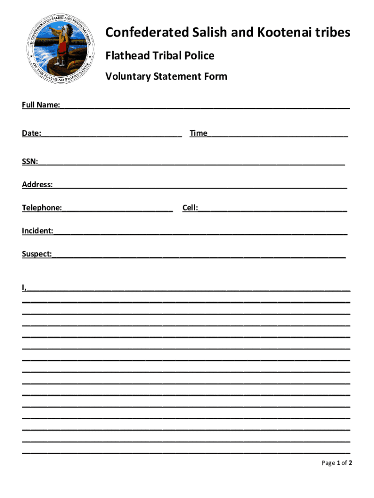 Fillable Online Flathead Tribal Police Voluntary Statement Form Fax ...