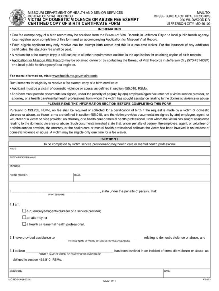 Fillable Online 580-3430 (8-2023) VICTIM OF DOMESTICVIOLENCE OR ABUSE ...