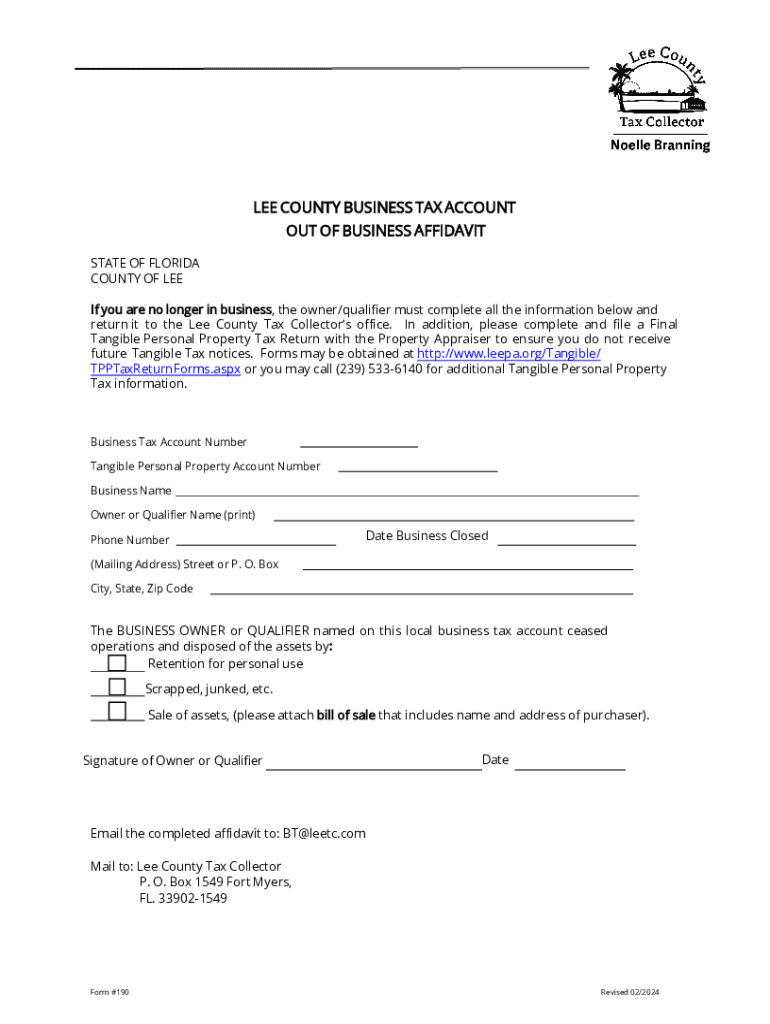 Fillable Online Closing a Business in Florida - Out Of Business ...