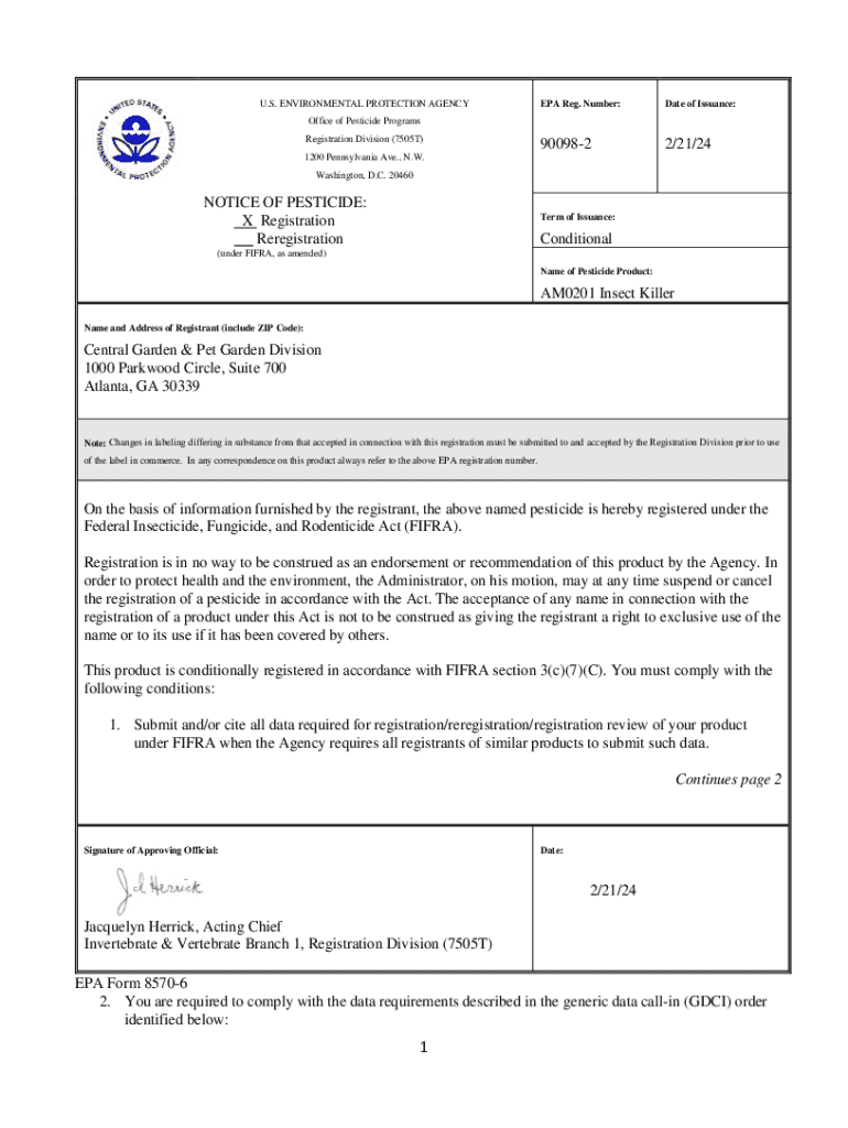 Fillable Online Registration for Am0201 Insect Killer Fax Email Print ...