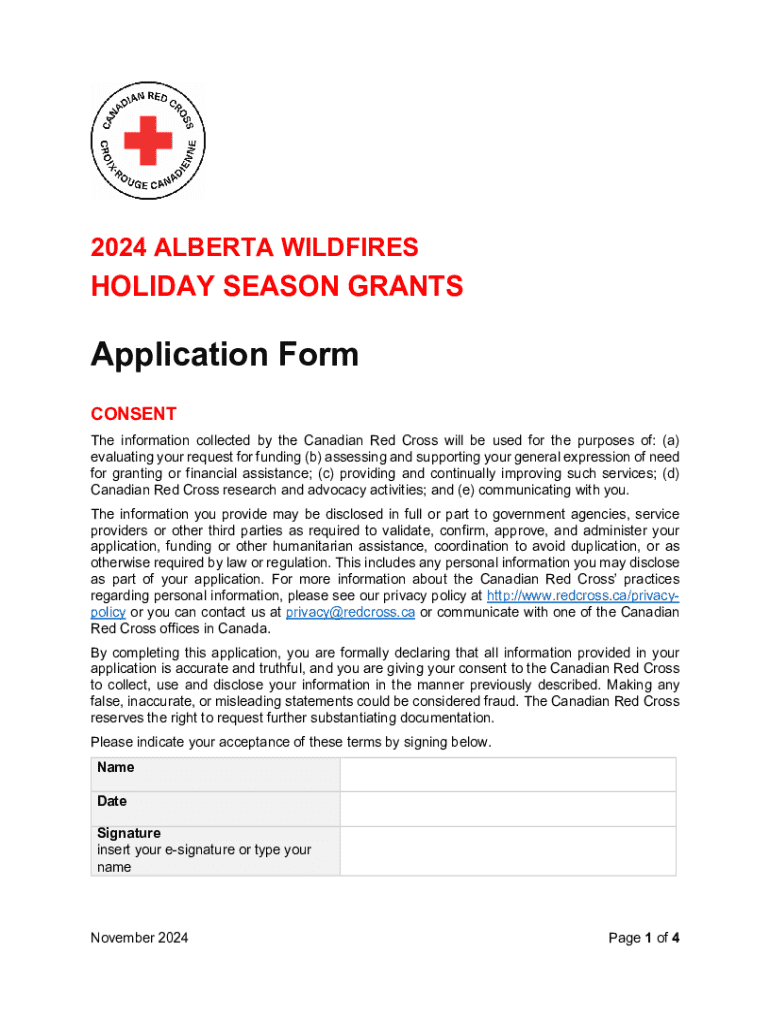 Fillable Online Application for Holiday Season Grants Fax Email Print - pdfFiller