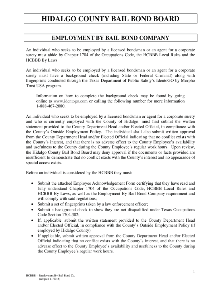 Fillable Online HIDALGO COUNTY BAIL BOND BOARD LOCAL RULES Fax Email Print - pdfFiller