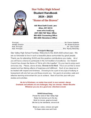 Fillable Online Star Valley High School Student Handbook Fax Email ...