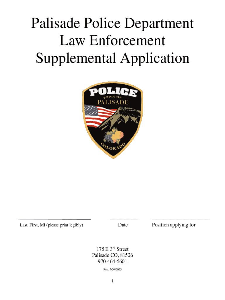 Fillable Online Palisade Police Department - Law Enforcement ...