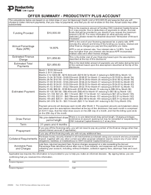 Fillable Online Offer Summary - Productivity Plus Account Fax Email ...
