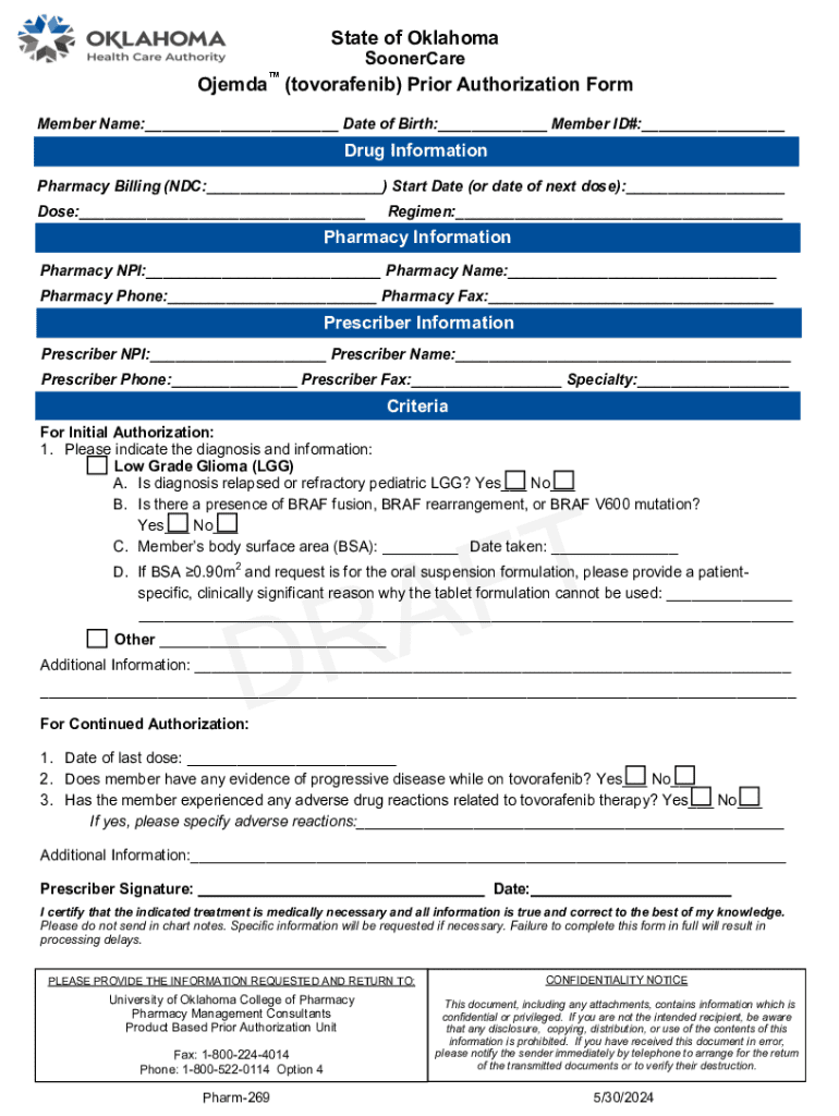 Fillable Online Ojemda (tovorafenib) Prior Authorization Form Fax Email ...