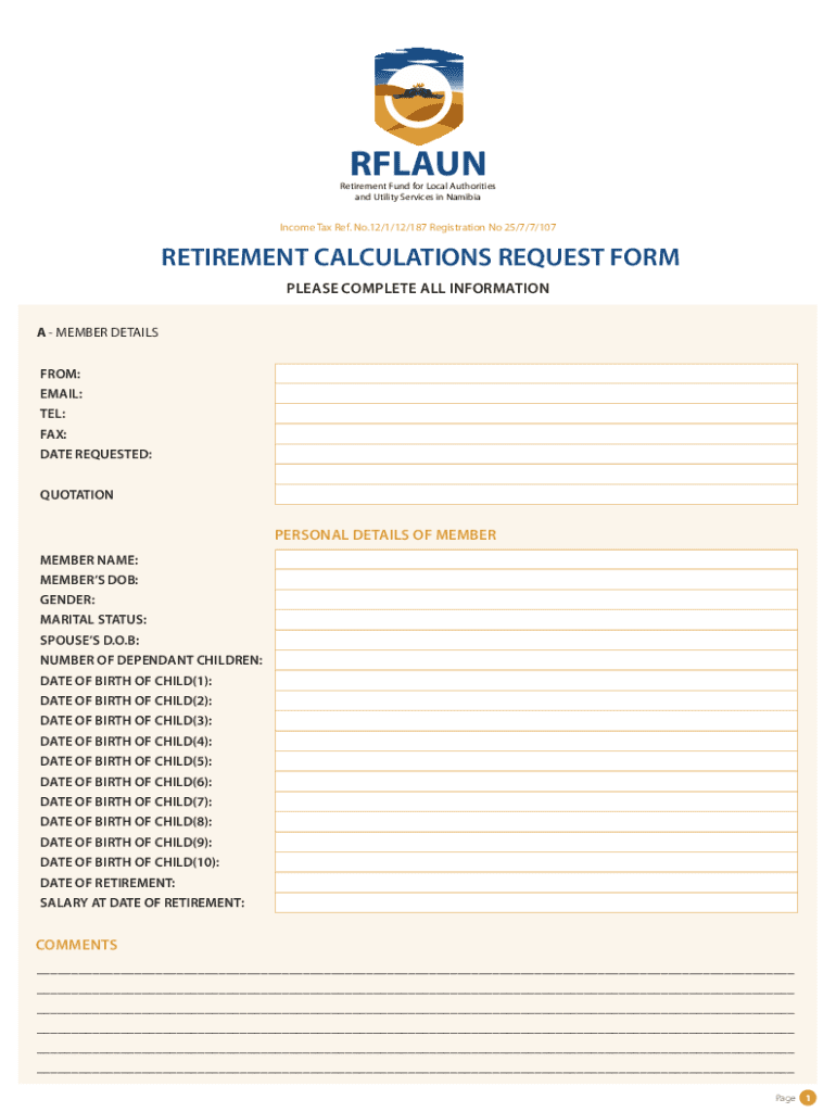 Fillable Online Retirement Fund for Local Authorities and Utility Services in Namibia ...