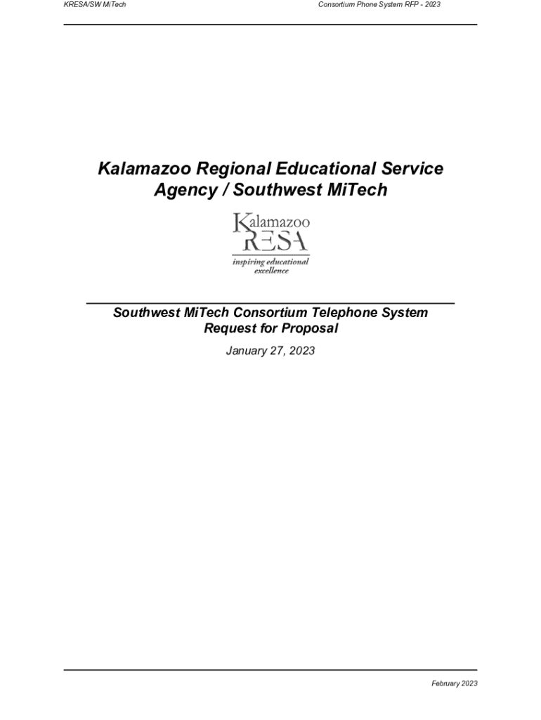 Fillable Online Kresa/sw Mitech Consortium Telephone System Request for ...