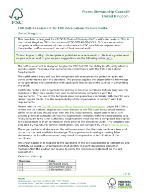 fsc core labour requirements self assessment template Doc Template ...