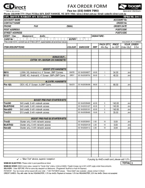 Fillable Online Fax Order Form for Mobile Handsets and Starter Kits Fax ...